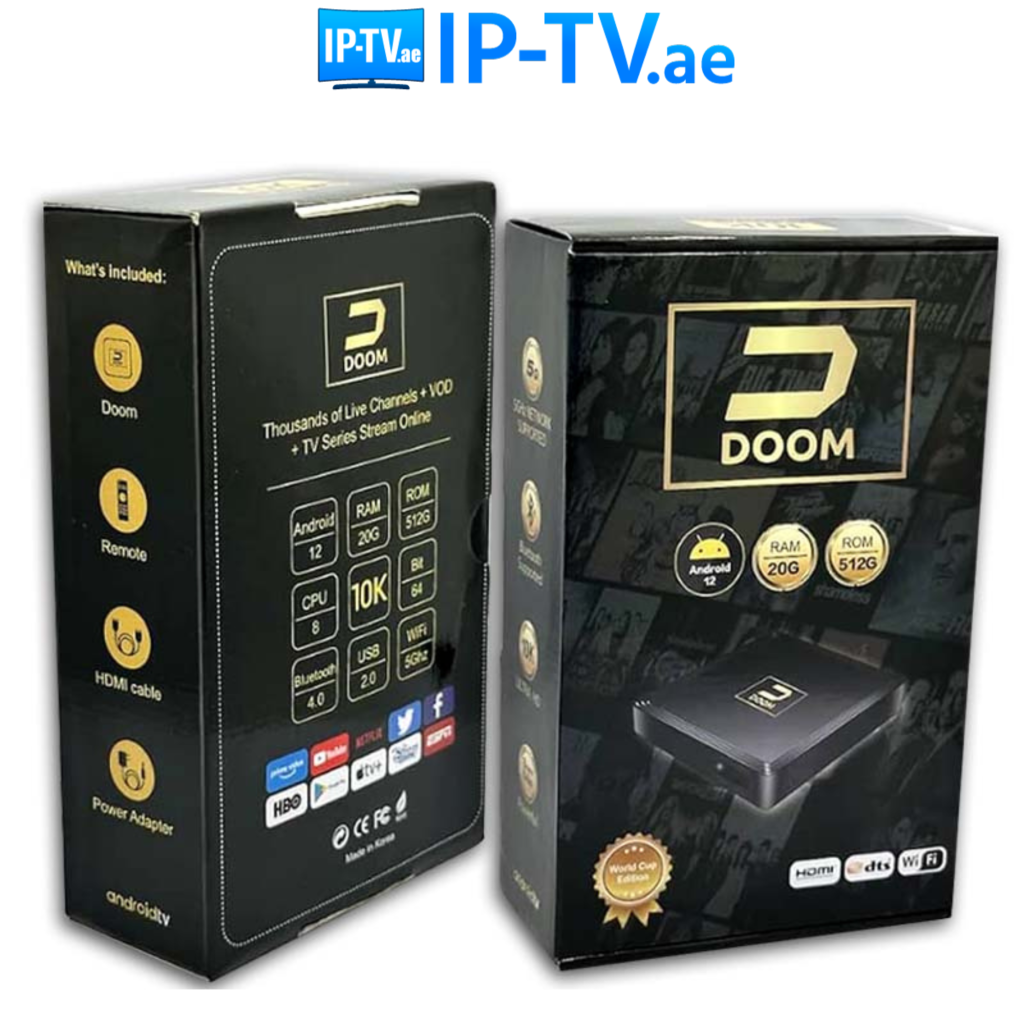 Buy DOOM Android TV Box | 10K Ultra HD Streaming | 5G WiFi | Smart TV Box in Dubai UAE - IP-TV.ae